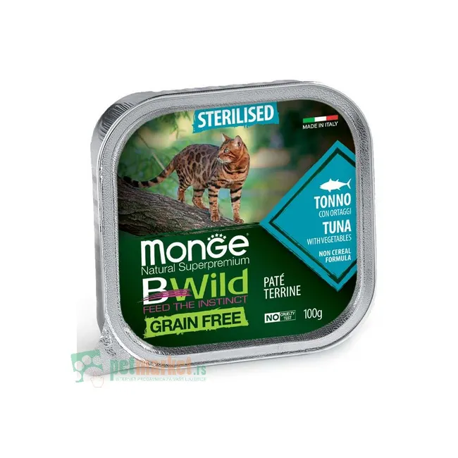 Monge - Cat BWild Grain Free Pâté for Cats with TUNA 100g - Pet Subs